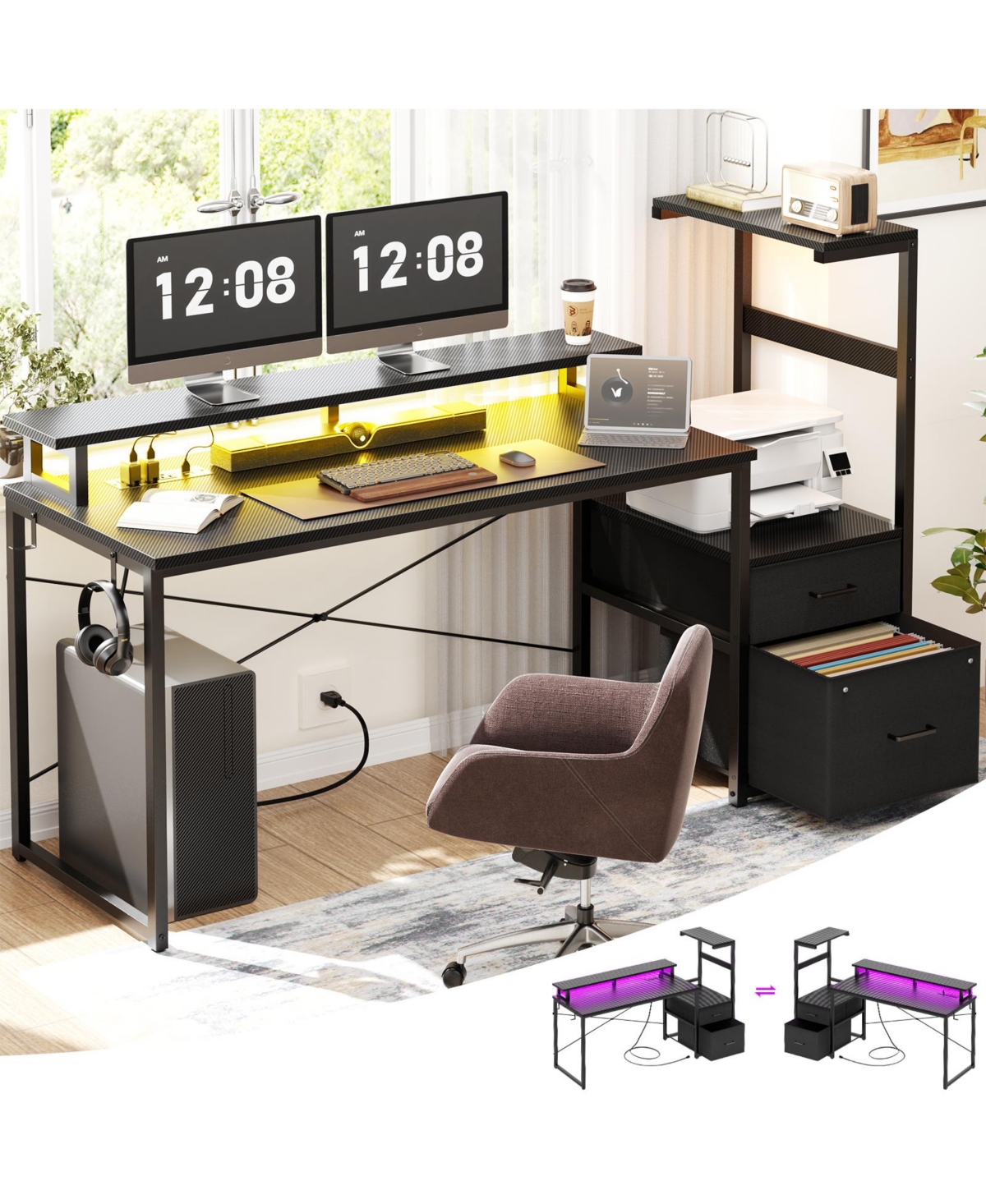 Click here for Aheaplus Gaming Desk with Outlets and Led Light  5... prices