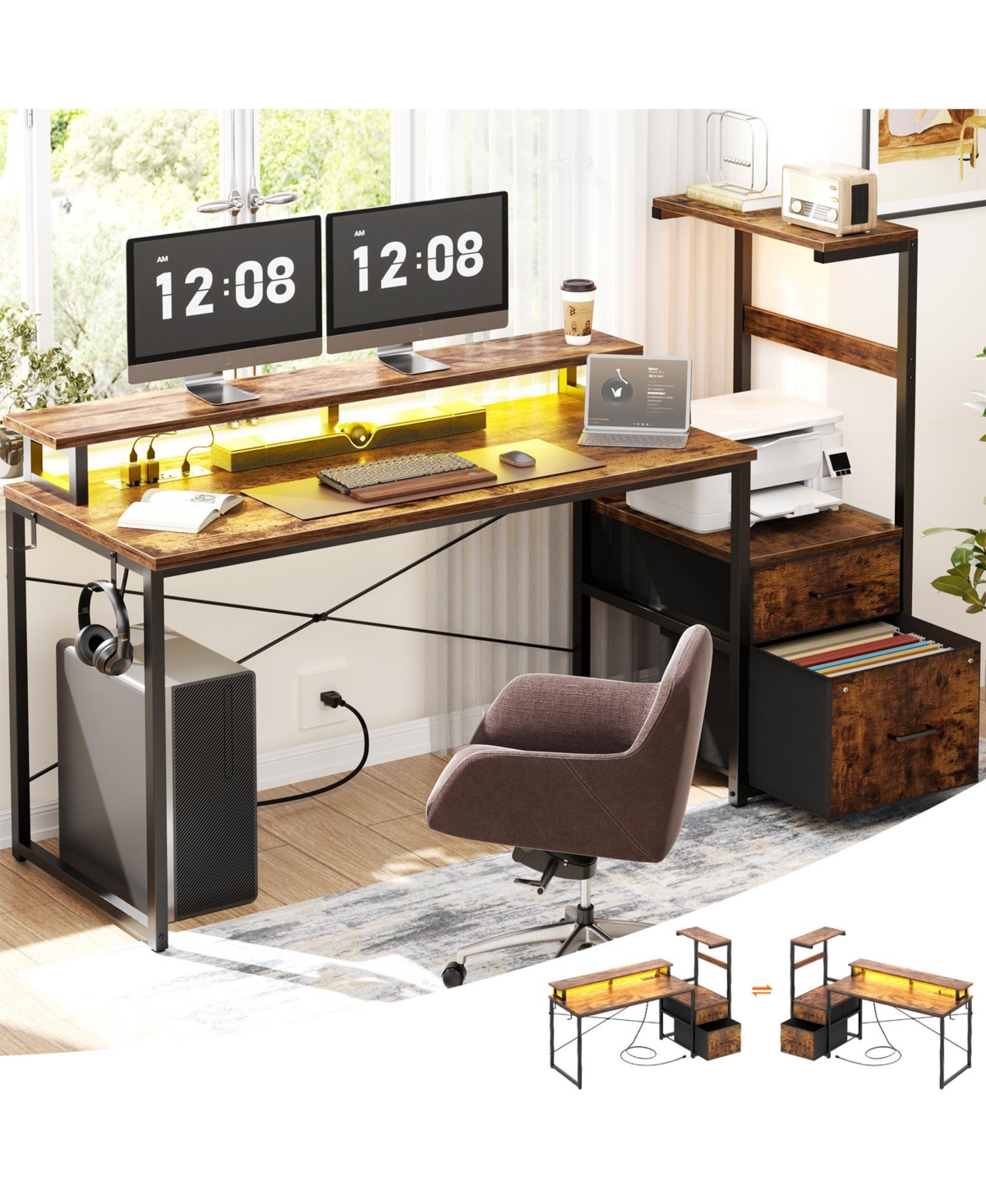 Click here for Aheaplus Gaming Desk with Outlets and Led Light  5... prices