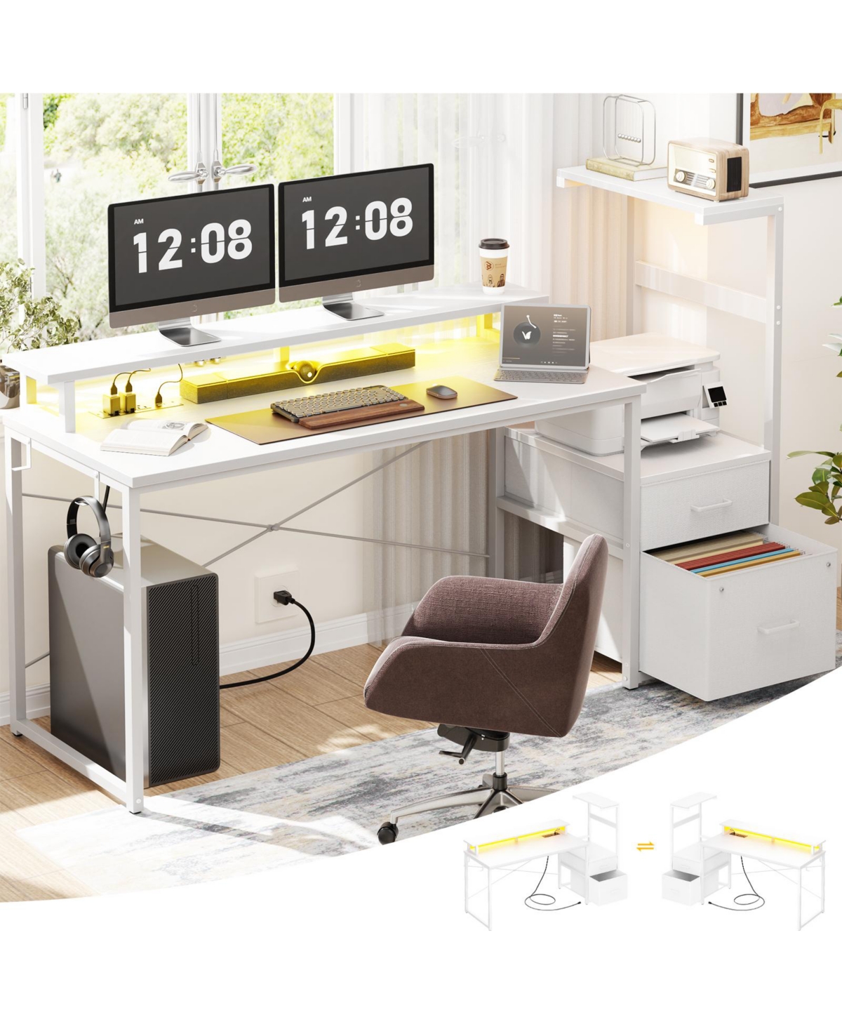 Click here for Aheaplus Gaming Desk with Outlets and Led Light  5... prices