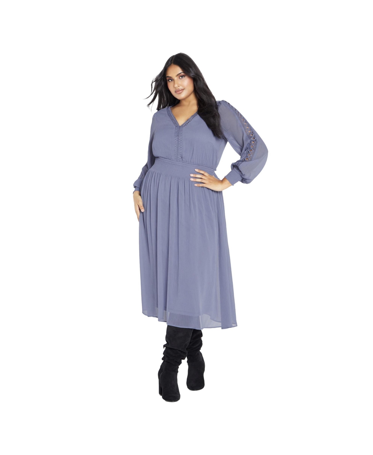 Click here for Avenue Womens Plus Size Elena Dress - Country blue prices