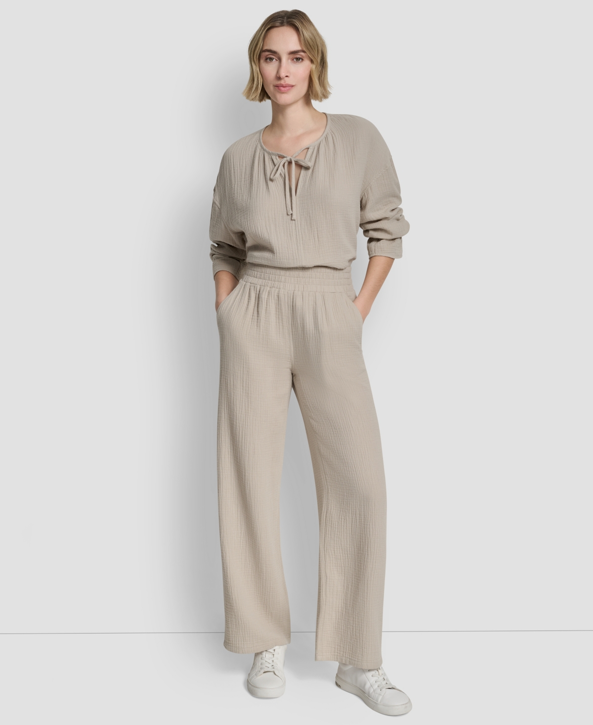 Click here for Dkny Jeans Womens High-Rise Gauze Straight-Leg Pan... prices