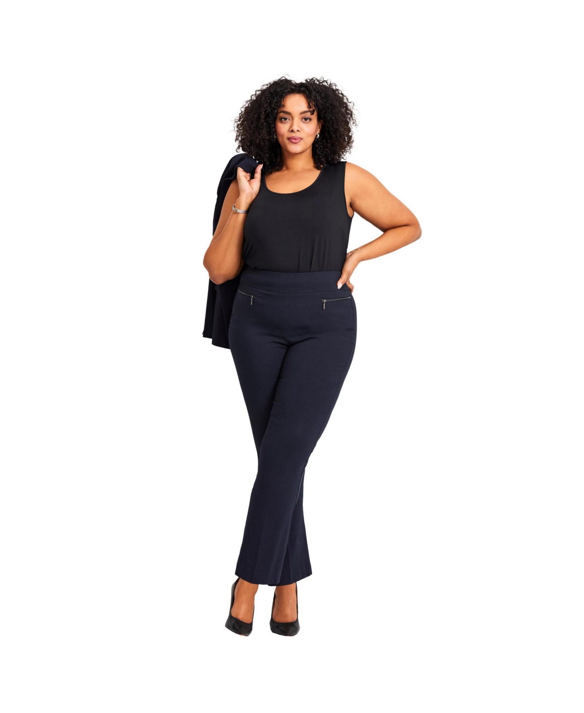 Click here for Avenue Womens Super Stretch Zip Pant - Navy prices