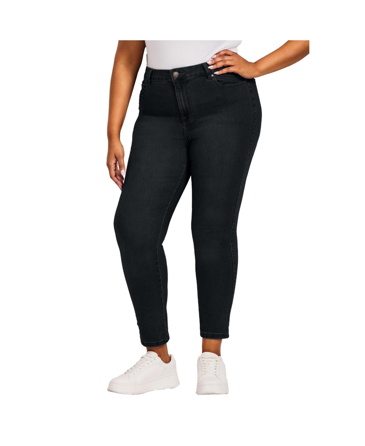 Click here for Avenue Womens Butter Denim Skinny Jean - Black prices