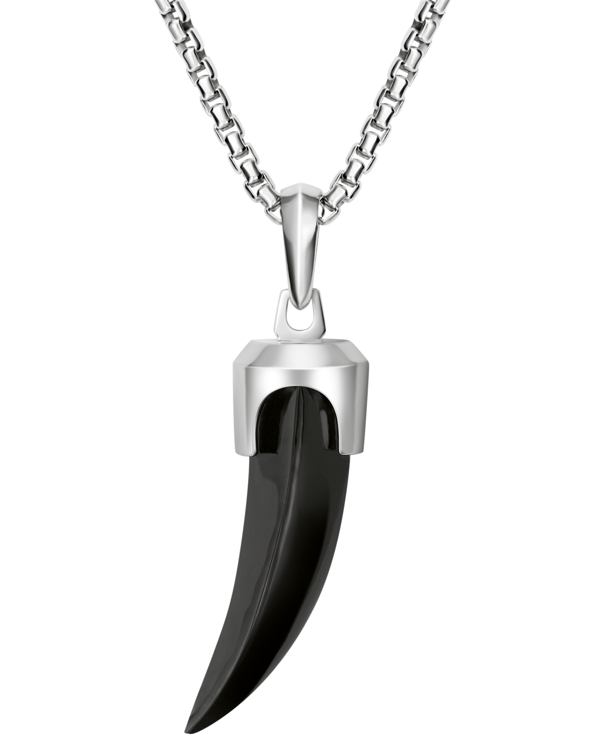 Click here for Bulova Mens Sterling Silver Pendant Necklace - Bla... prices