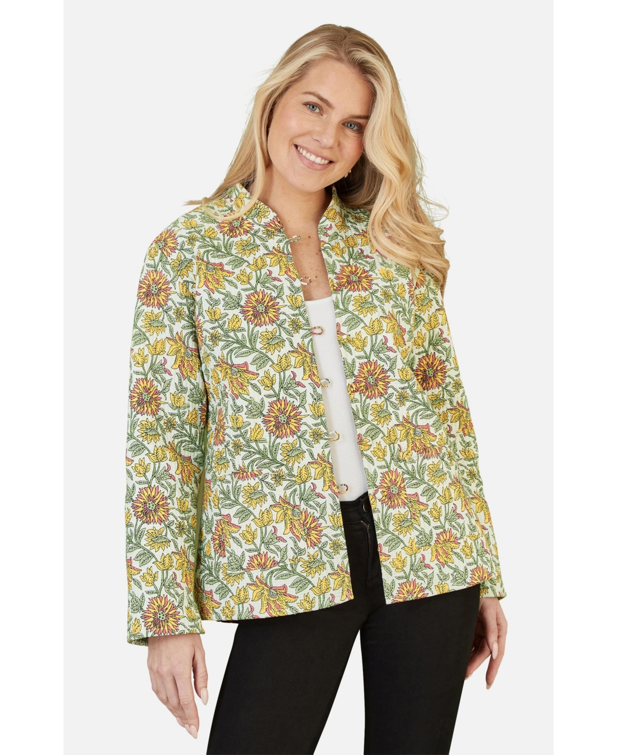 Click here for Yumi Womens Sunflower Reversible Quilted Jacket -... prices
