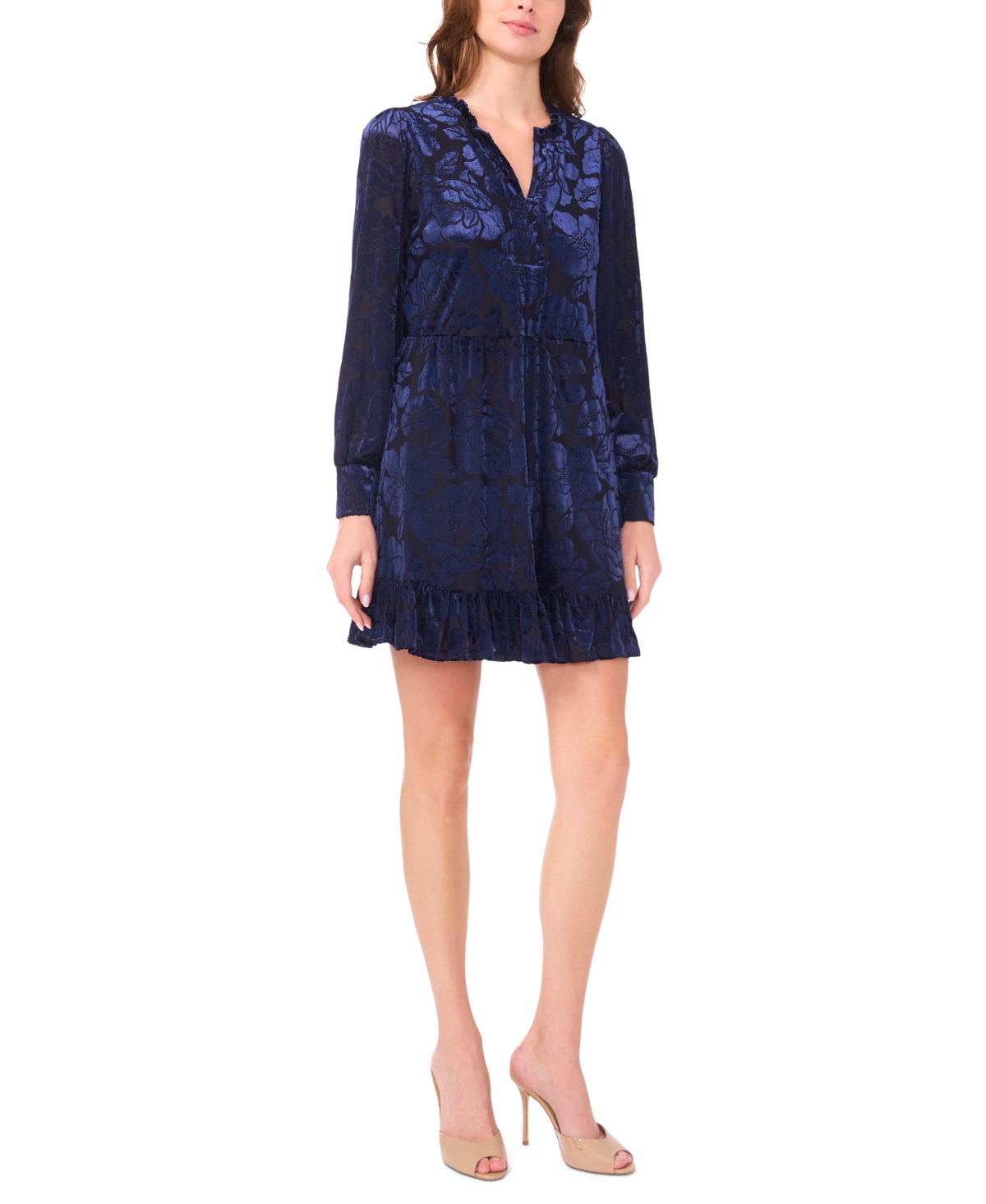Click here for Msk Womens Long-Sleeve Babydoll Dress - Navy prices