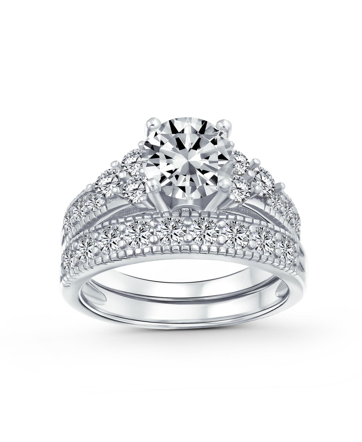 Click here for Bling Jewelry 3CT Round Solitaire Side Stones Pave... prices