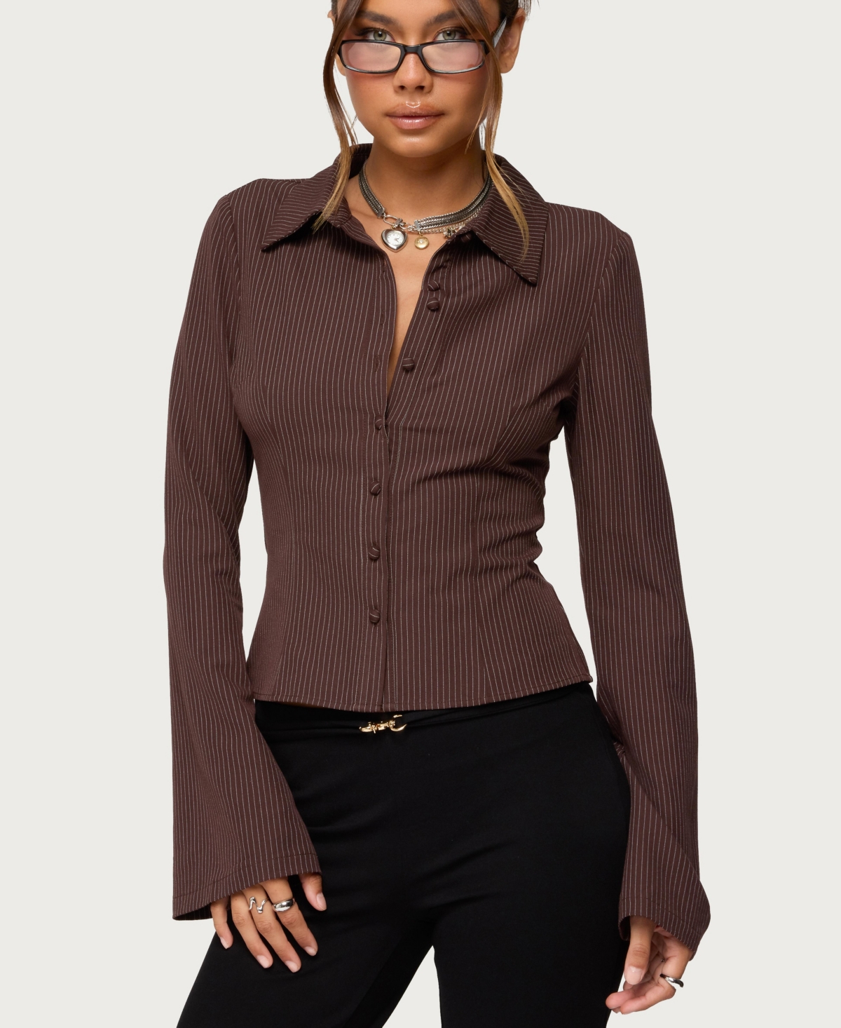 Click here for Edikted Womens Pinstripe Tailored Button Up Shirt... prices