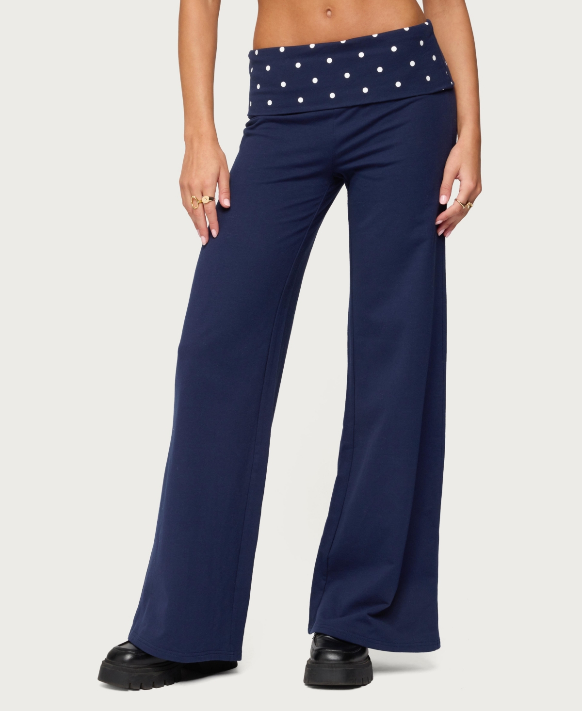 Click here for Edikted Womens Reeva Polka Dot Fold Over Pants - N... prices