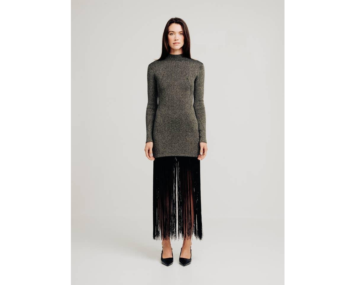 Click here for Torn By Ronny Kobo Womens Inara Dress - Black/gold prices