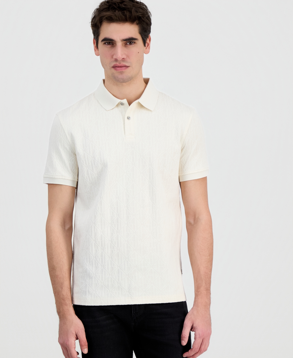 Click here for Guess Mens All-Over Jacquard Knit Polo Shirt - ALL... prices