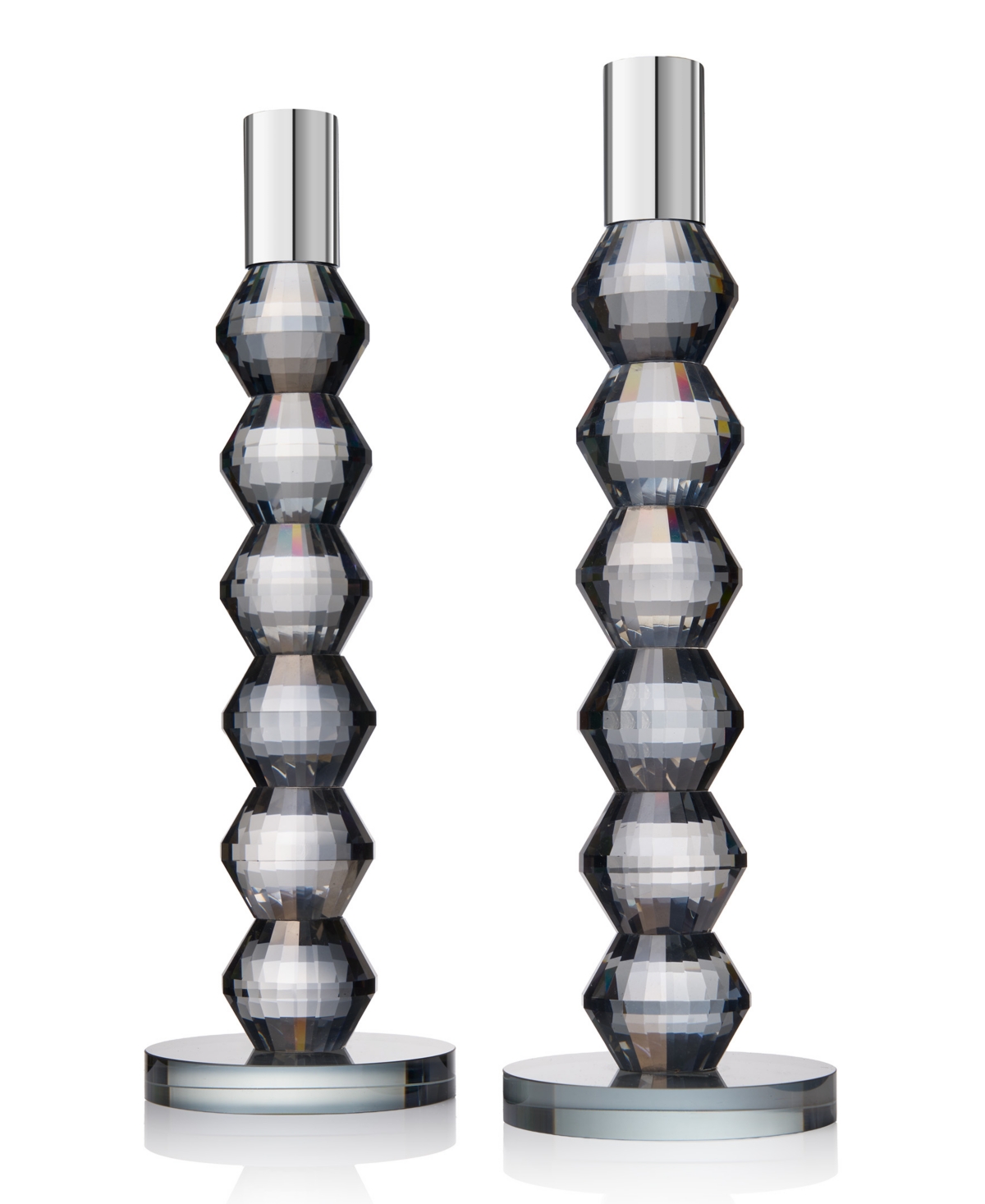 Click here for Philip Whitney Reed Clear Candlesticks  Set of 2 -... prices