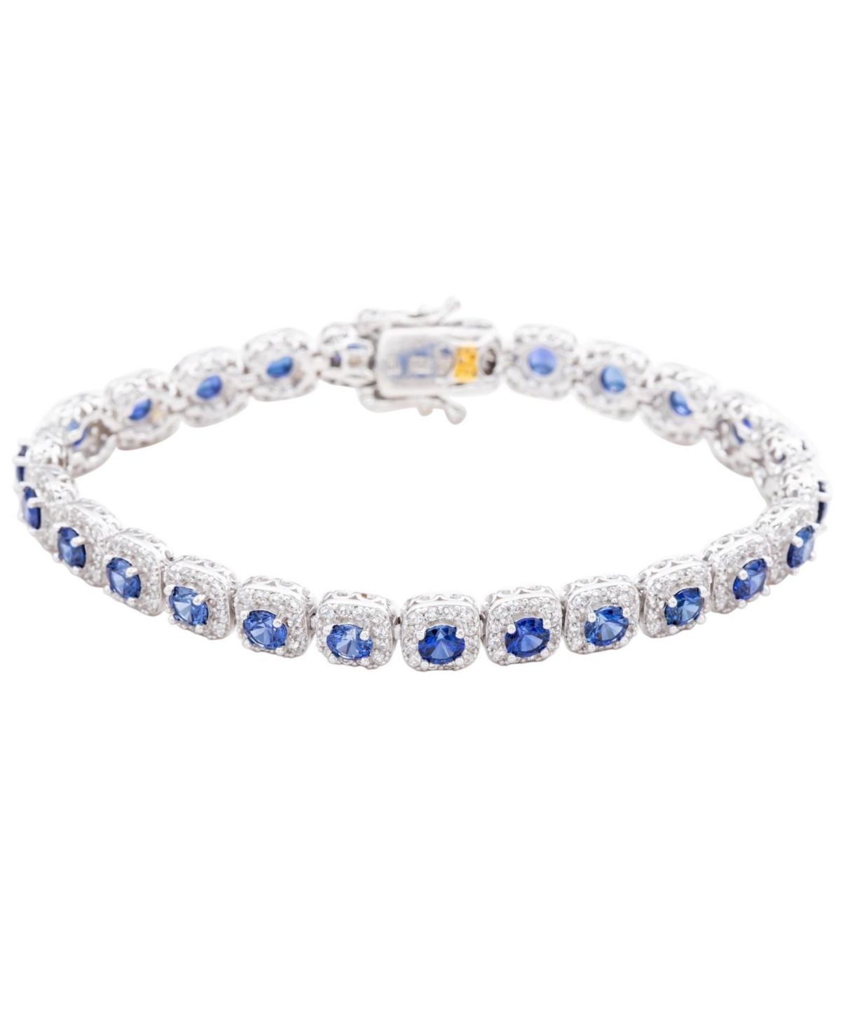 Click here for Suzy Levian Sterling Silver Sapphire Halo Tennis B... prices