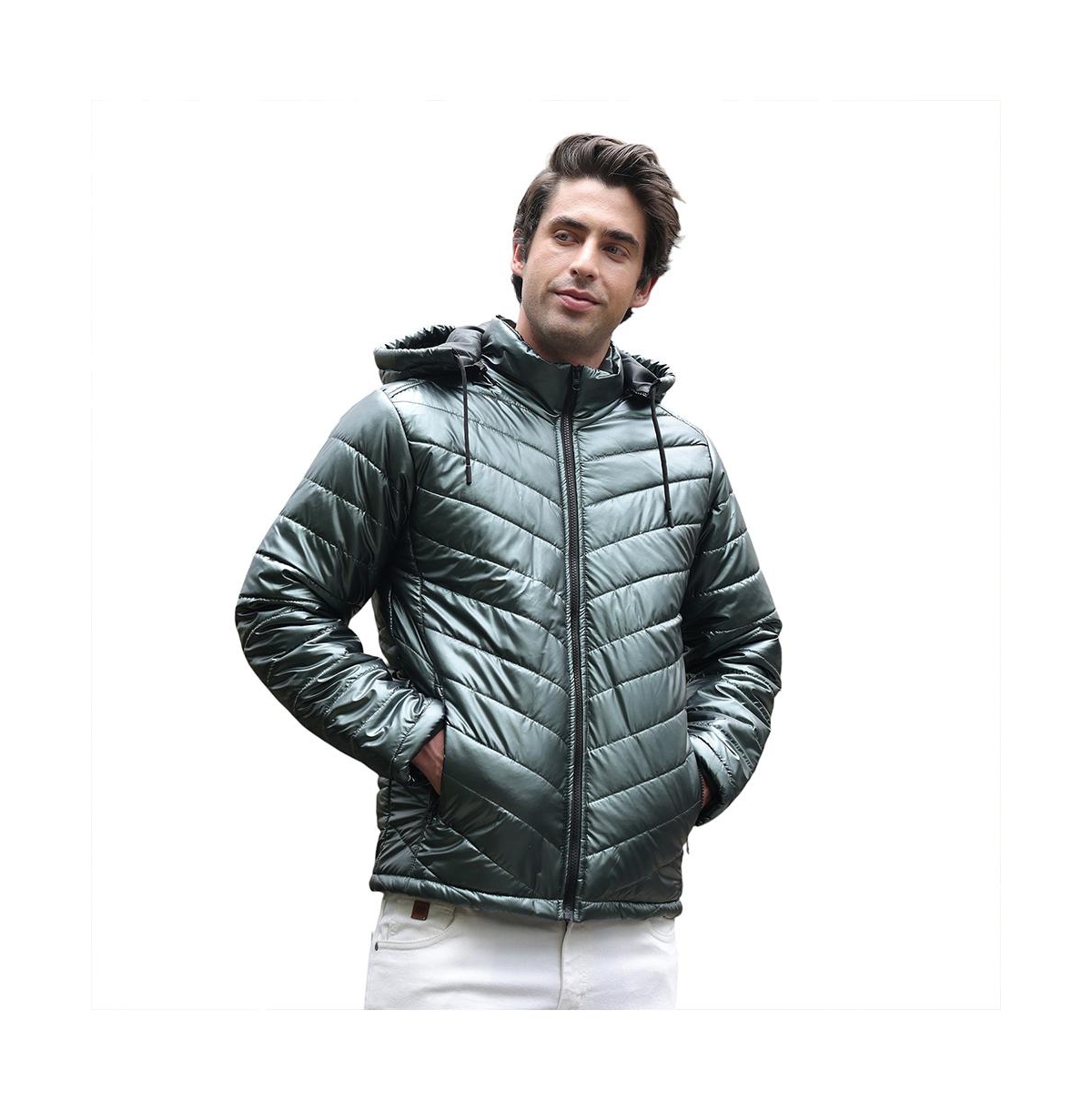 Click here for Campus Sutra Mens Seaweed Green Coated Panel-Quilt... prices