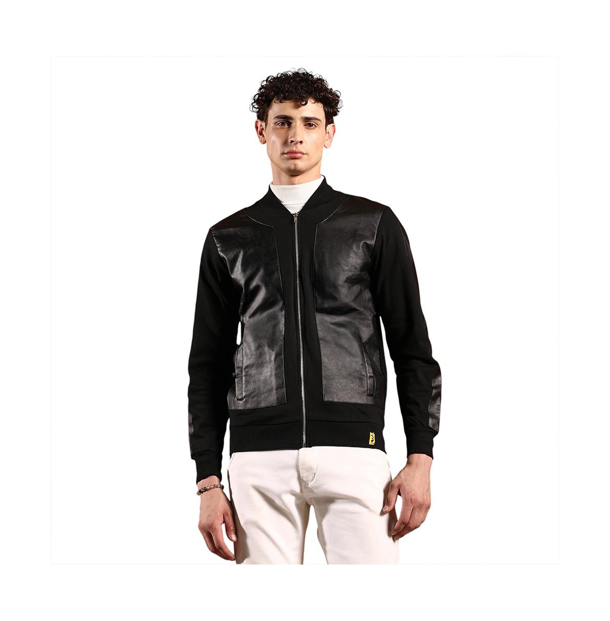 Click here for Campus Sutra Mens Onyx Black Self-Block Bomber Jac... prices