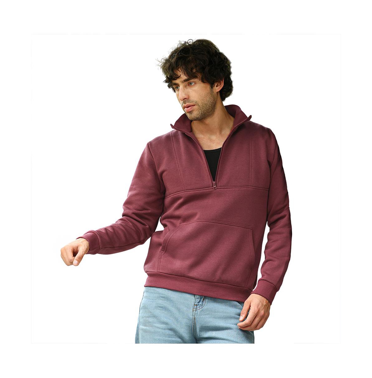 Click here for Campus Sutra Mens Brick Red Panel-Stitch Knit Swea... prices