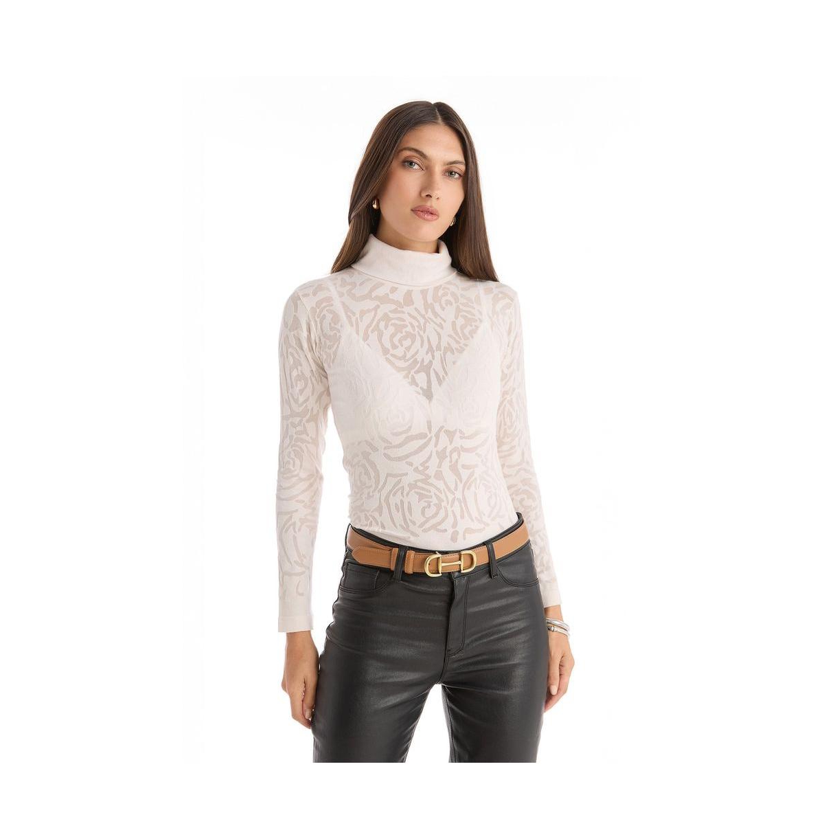 Click here for The Noli Shop Womens Alina Rose Turtleneck Top - P... prices