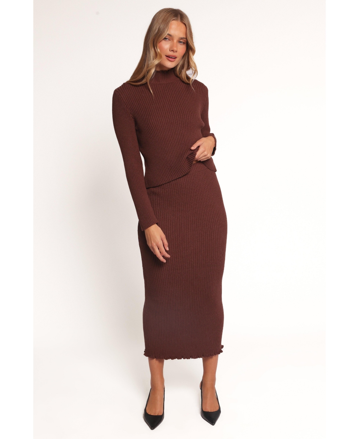 Click here for Petal and Pup Womens Payton Knitted Set - Chocolat... prices