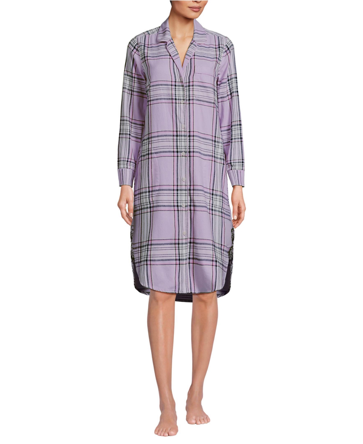 Click here for Lands End Womens Flannel Long Sleeve Sleepshirt Ni... prices