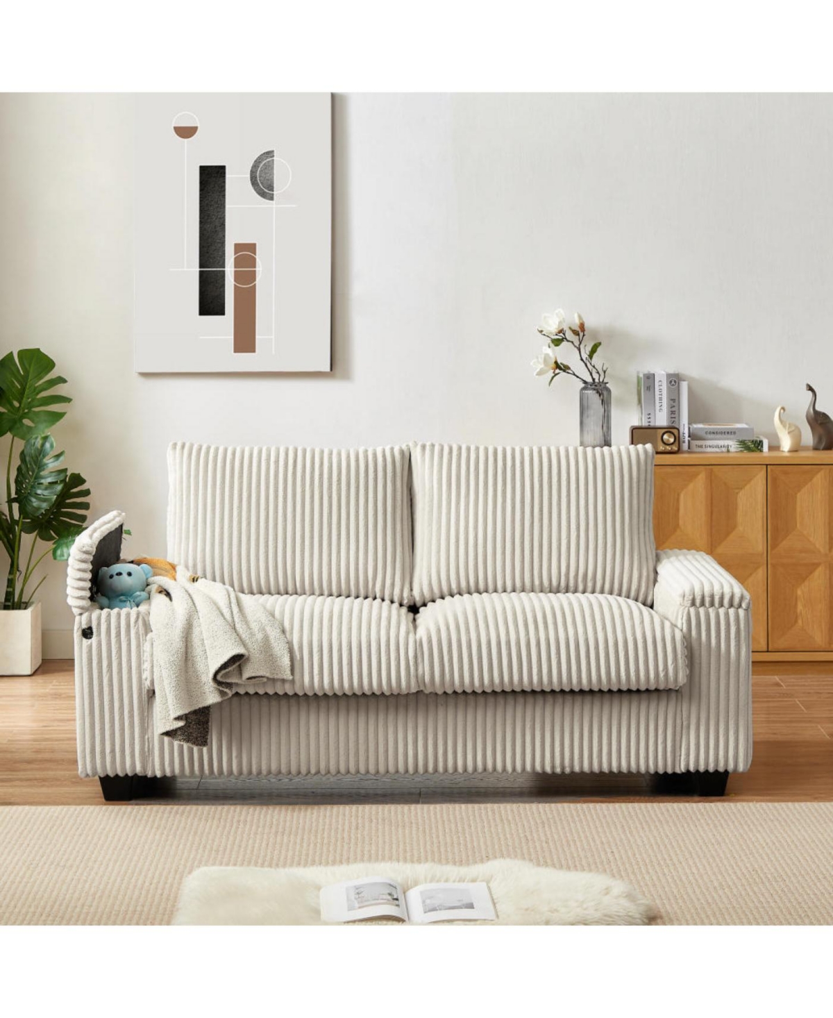 Click here for Streamdale 71" Sofa Plush Corduroy Square Sto... prices