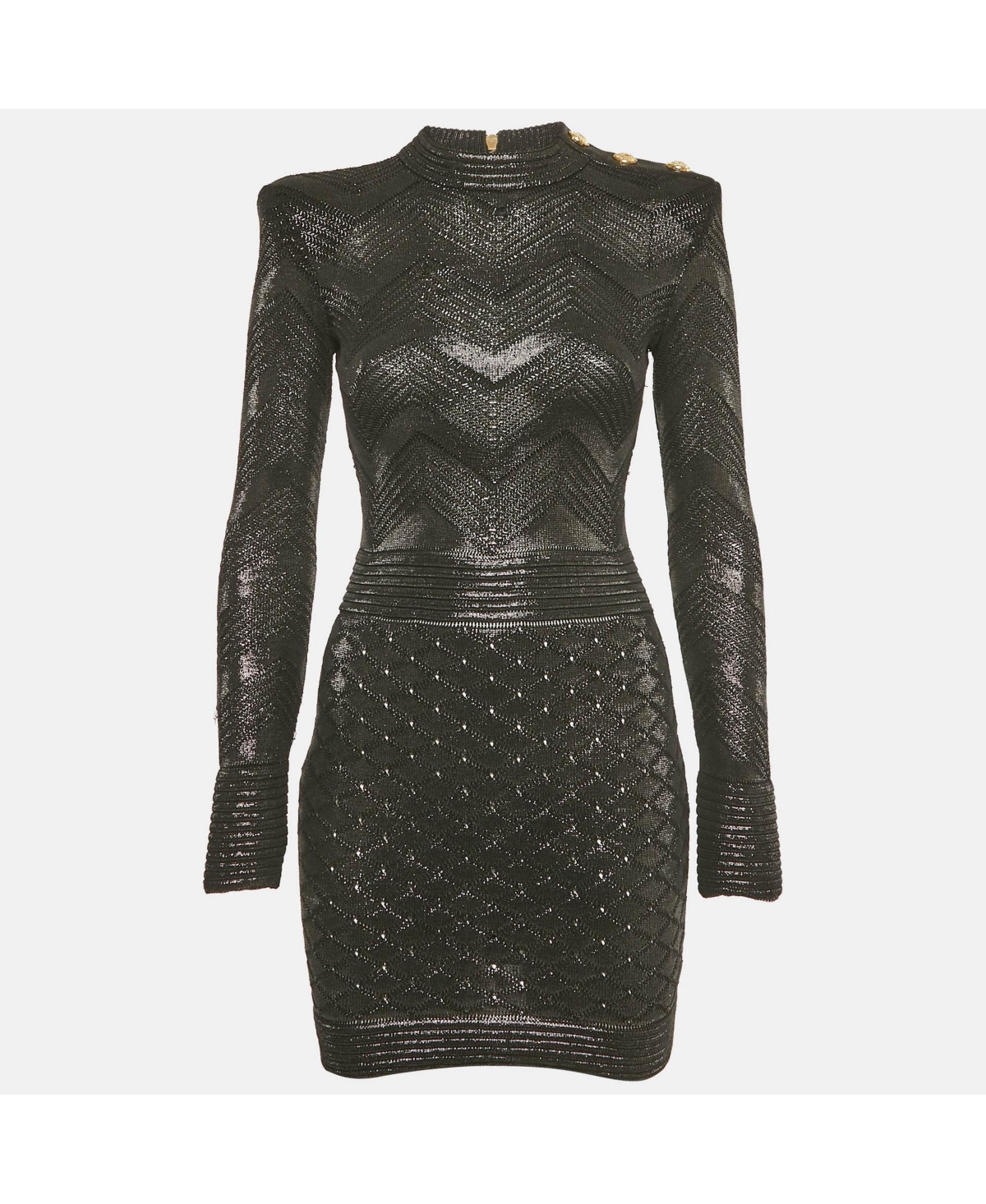 Click here for Pre-Owned Balmain Womens Black Lurex Patterned Kni... prices