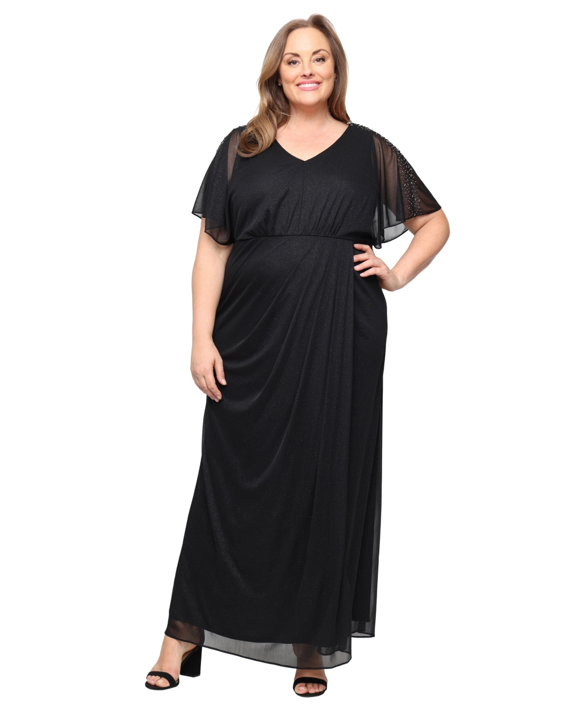 Click here for Sl Fashions Plus Size V-Neck Maxi Dress - Black prices