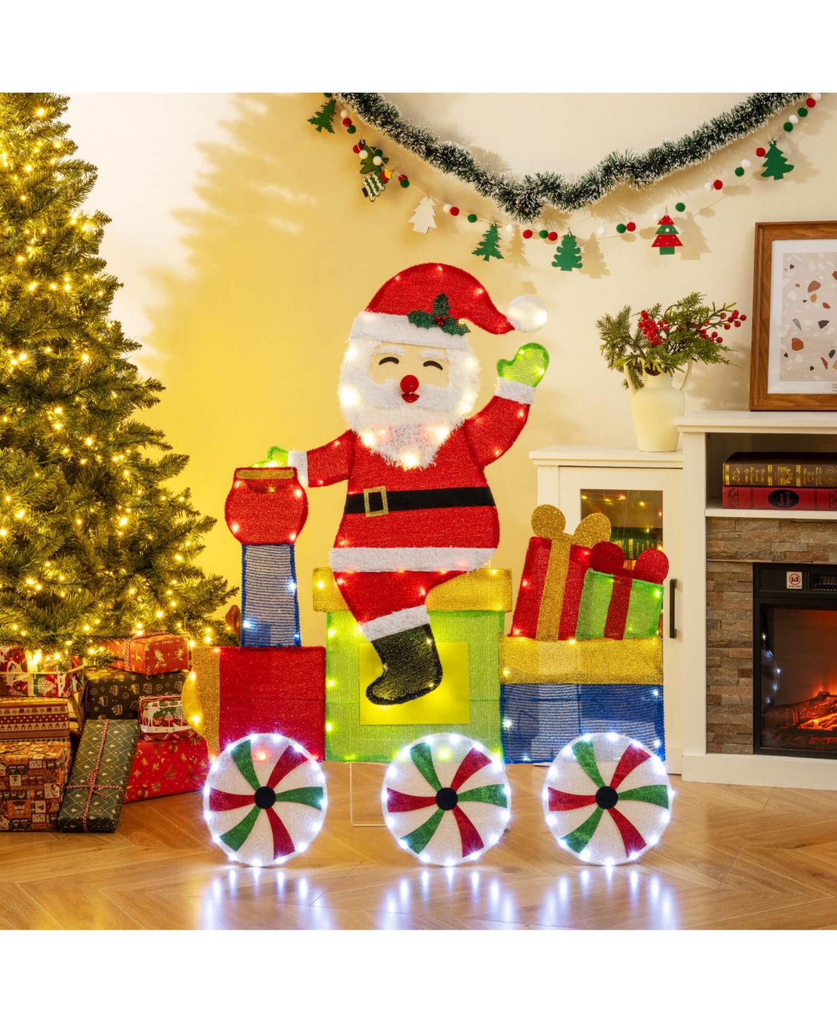 Click here for Costway Lighted Santa on Train Christmas Decoratio... prices