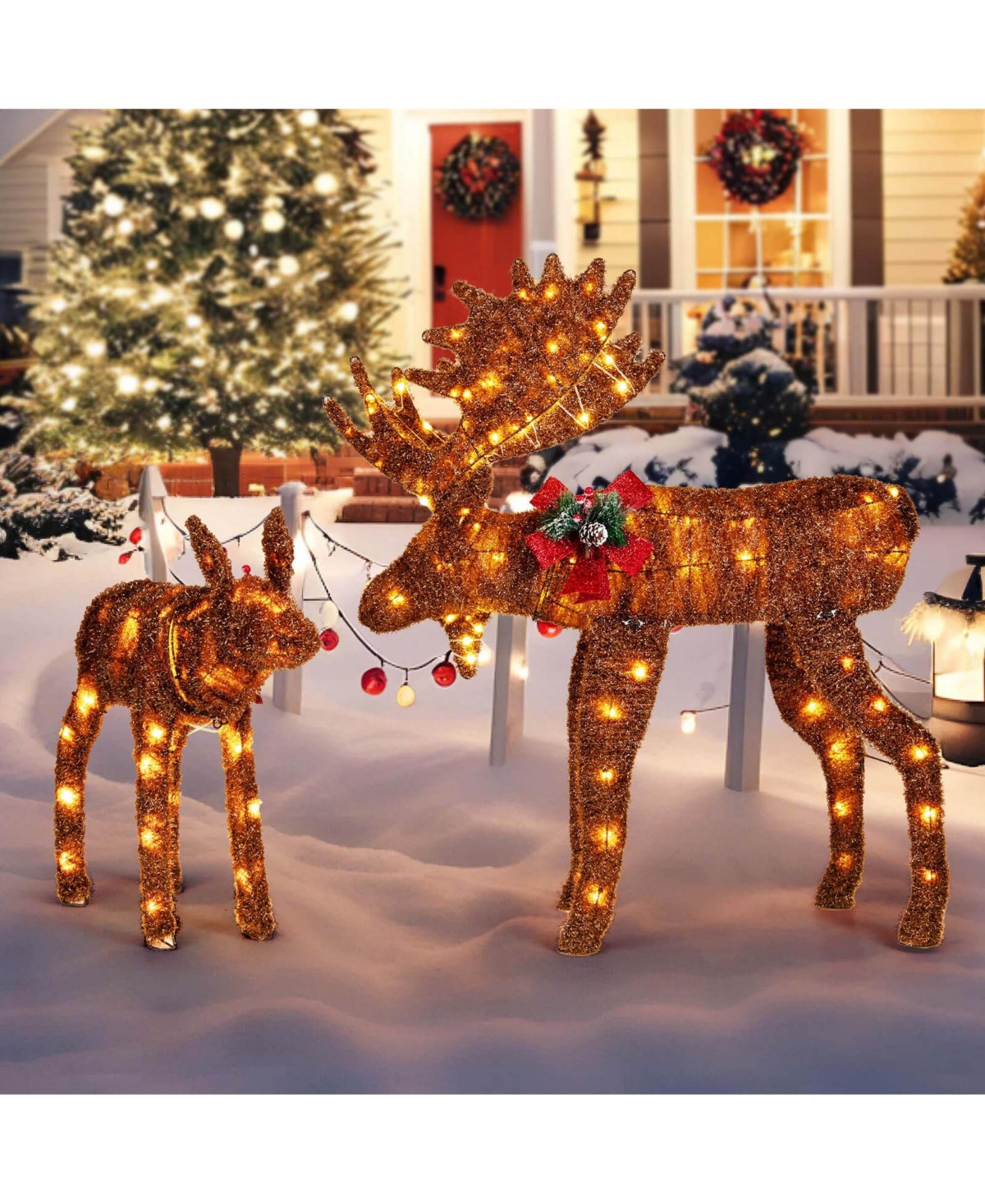 Click here for 2 Pcs Lighted Moose Family Light-up Xmas Deer Deco... prices