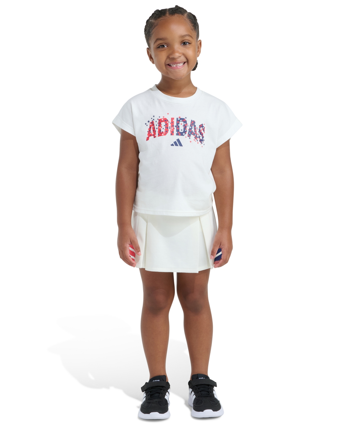 Click here for adidas Girls 2T-6X Crewneck T-Shirt and Pleated Sk... prices