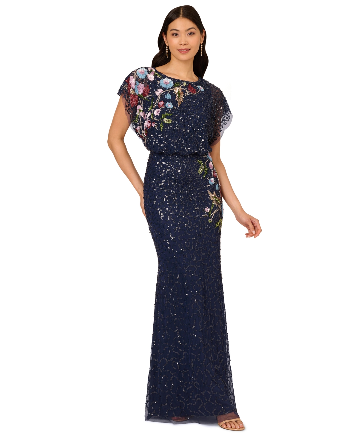 Click here for Adrianna Papell Petite Beaded Mermaid Long Dress -... prices