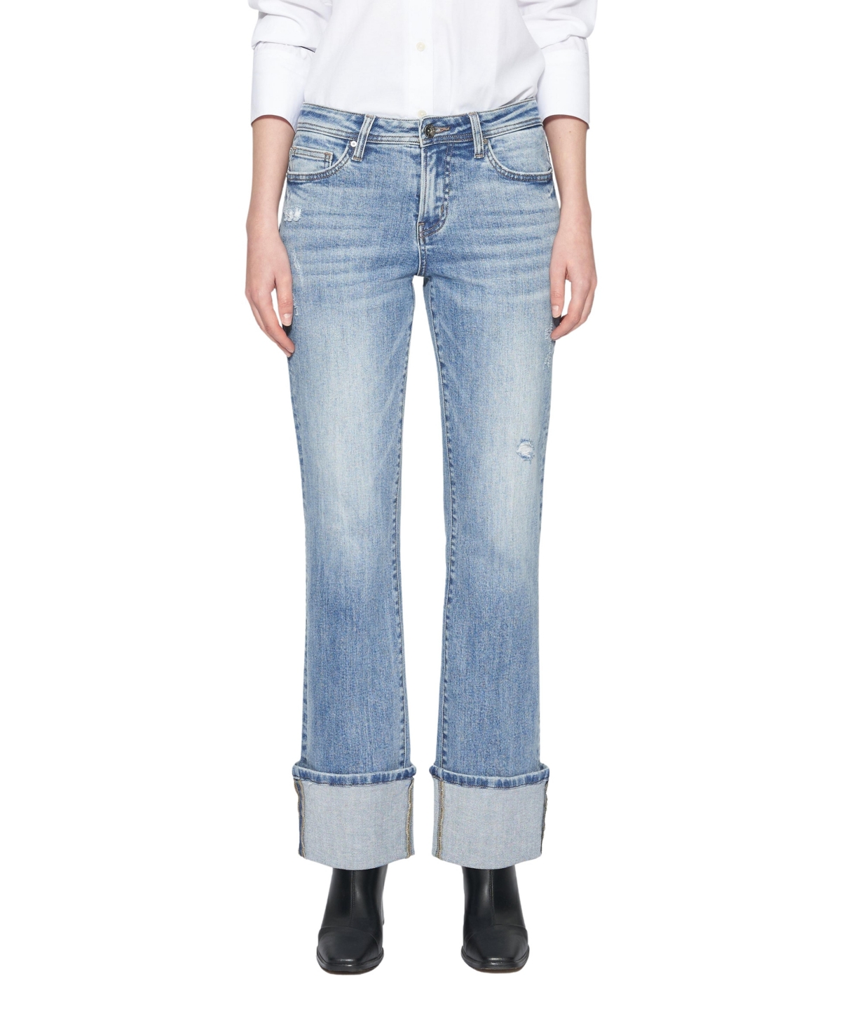 Click here for Bayeas Womens Mid-Rise Straight Cuffed Distressed... prices