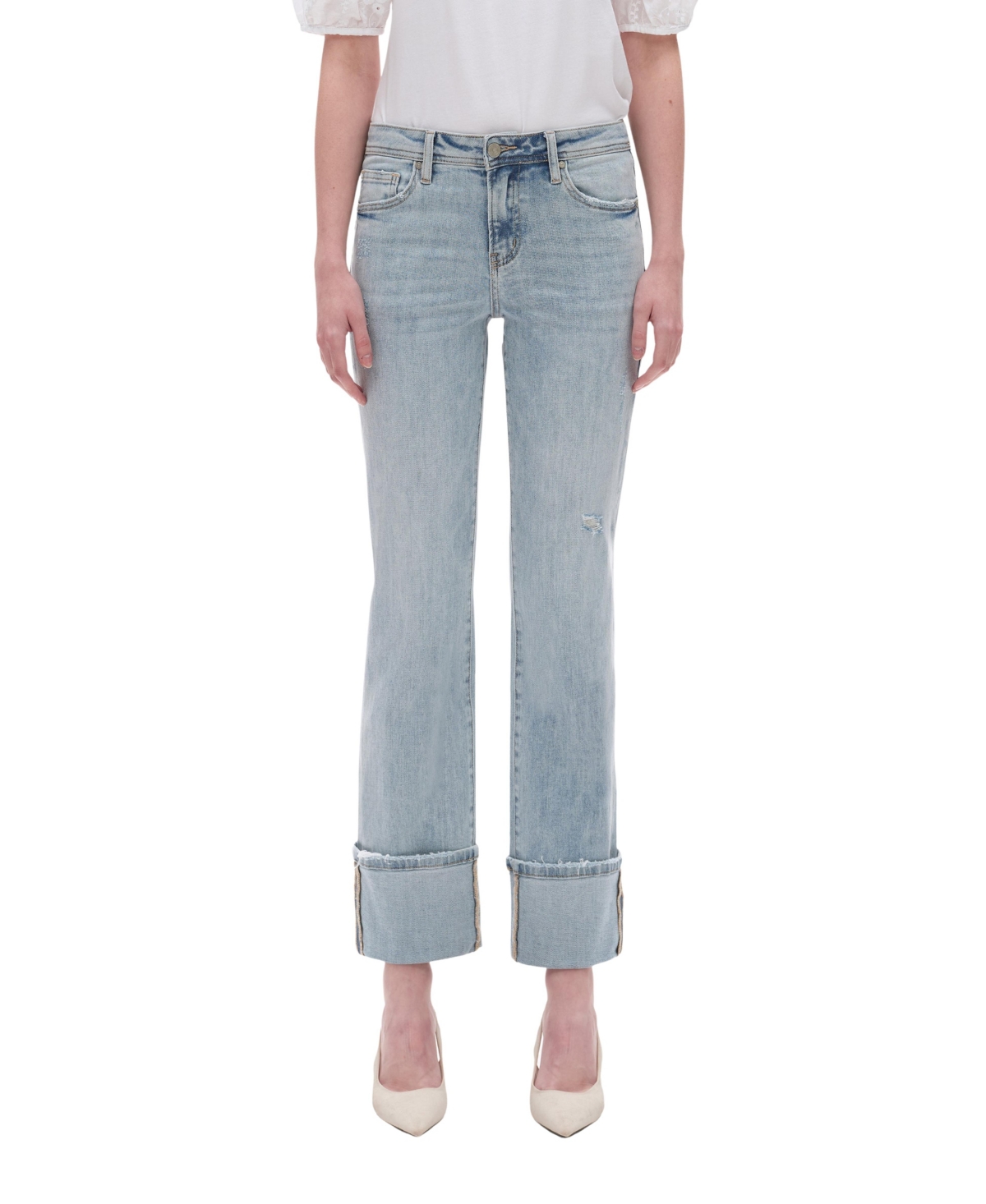 Click here for Bayeas Womens Mid-Rise Straight Cuffed Distressed... prices