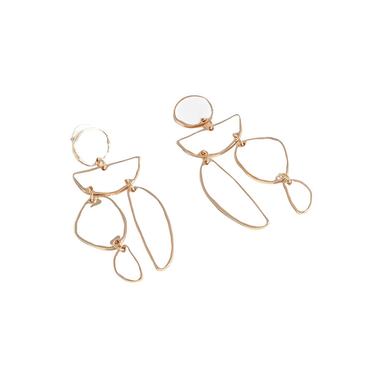 Click here for Sohi Womens Abstract Drop Earrings - White prices