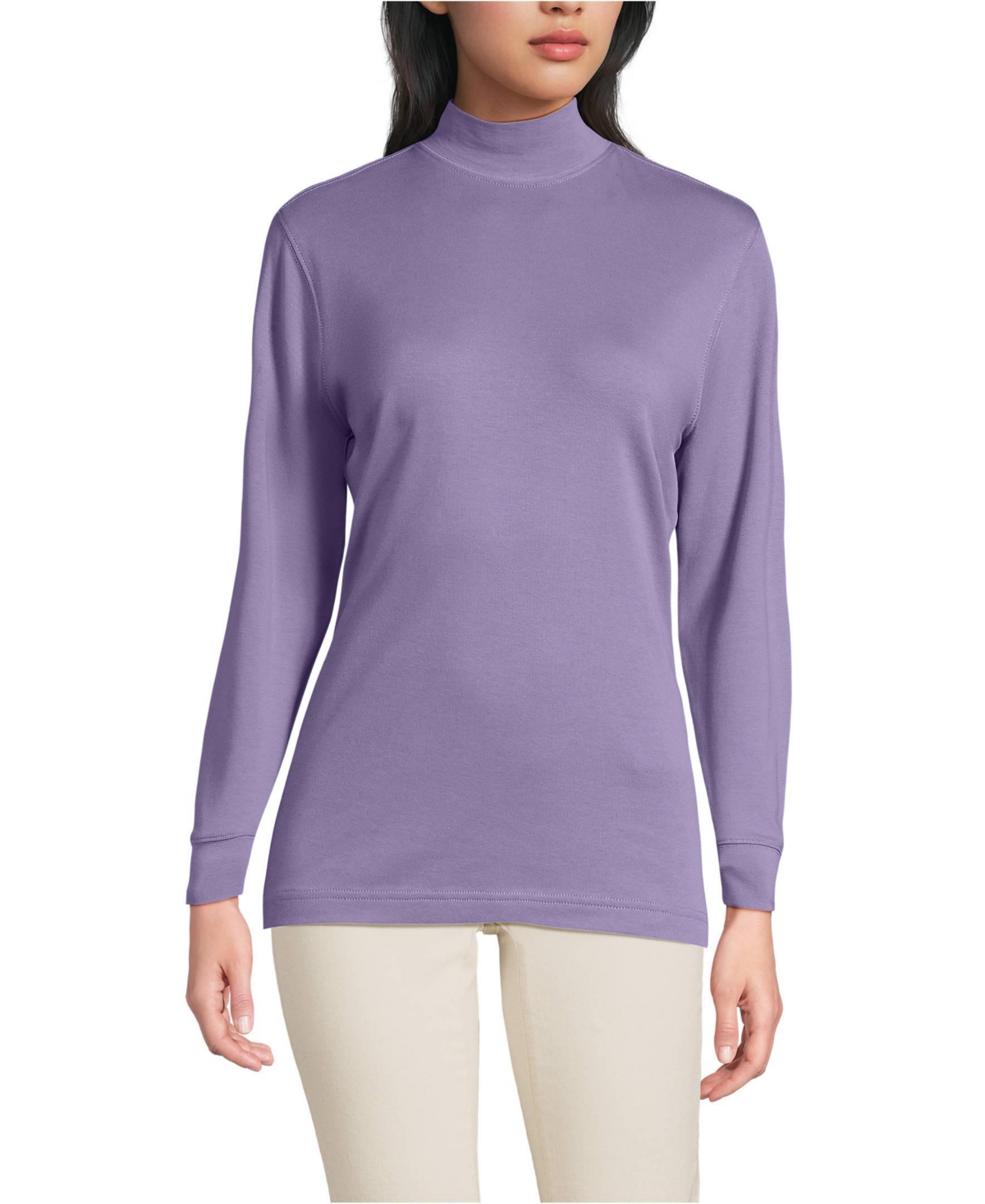 Click here for Lands End Womens Relaxed Cotton Long Sleeve Mock T... prices