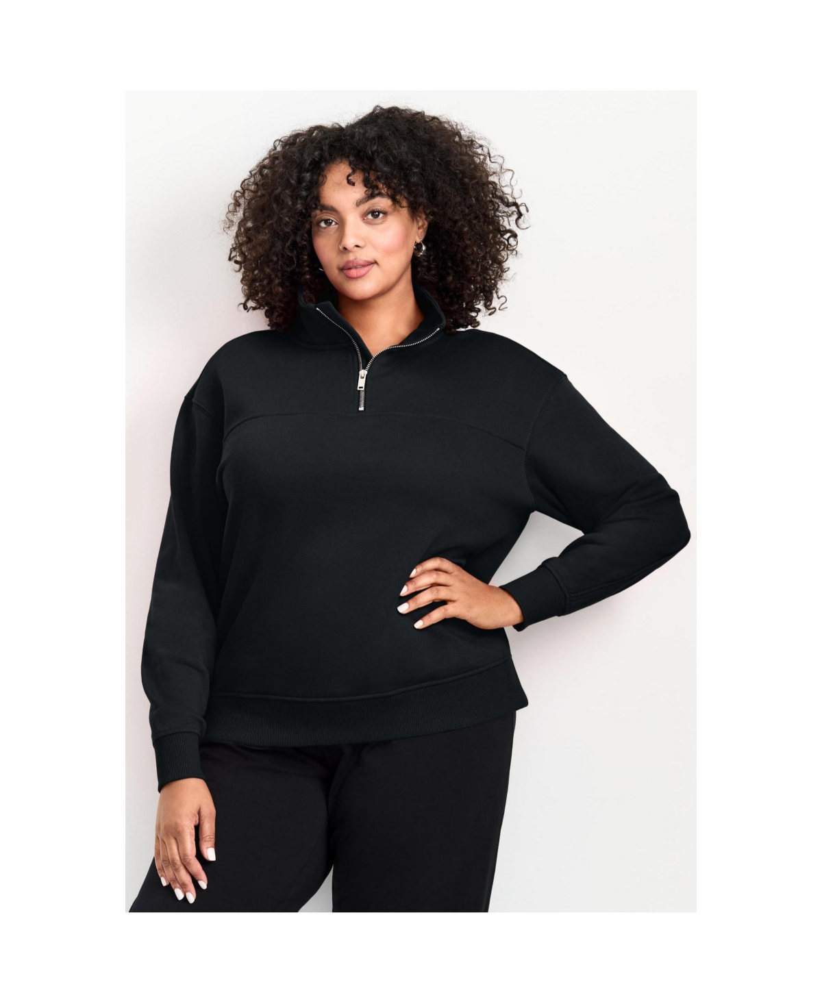 Click here for Avenue Womens Plus Size Piper Half-Zip Sweat Top -... prices