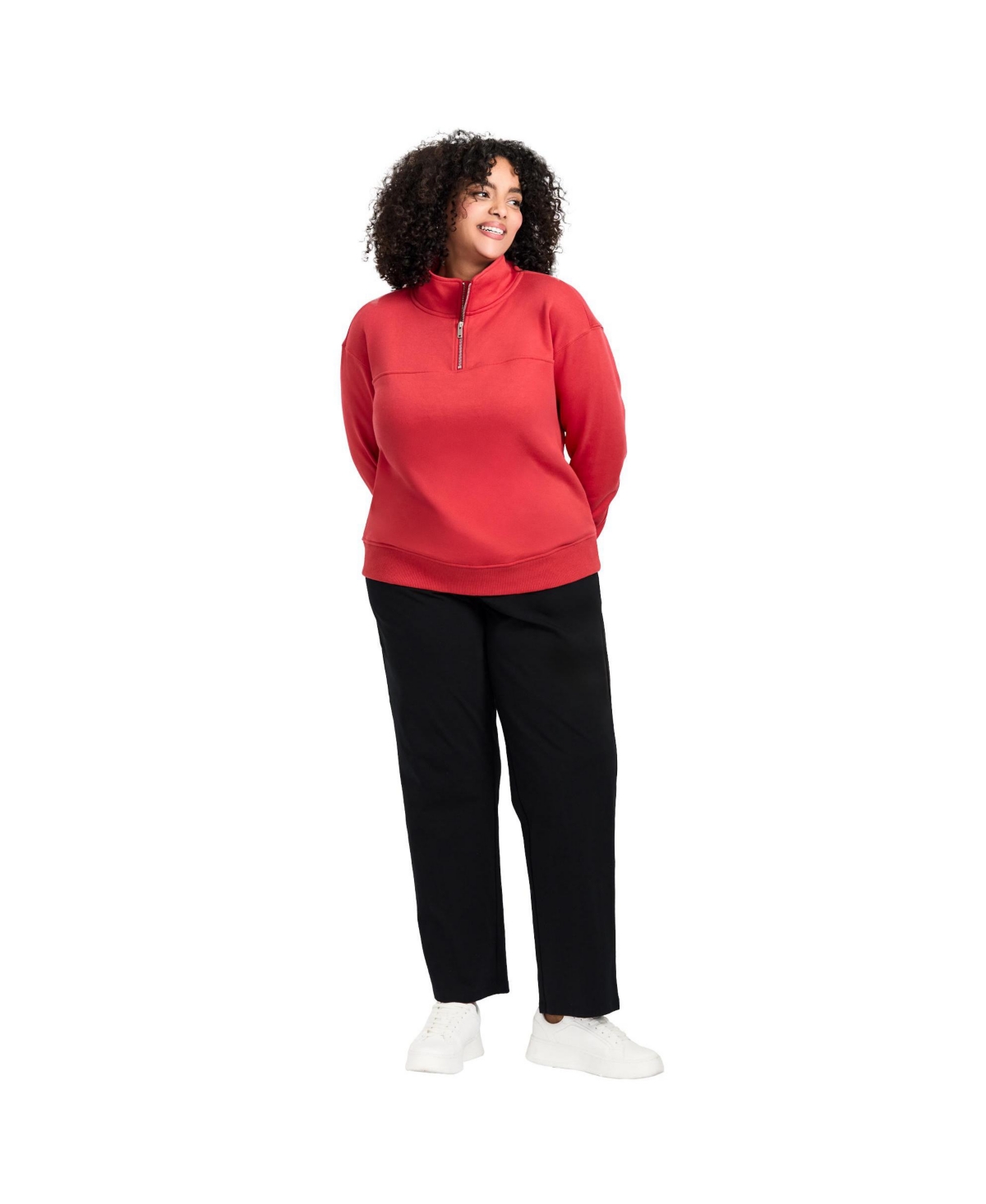 Click here for Avenue Womens Plus Size Piper Half-Zip Sweat Top -... prices