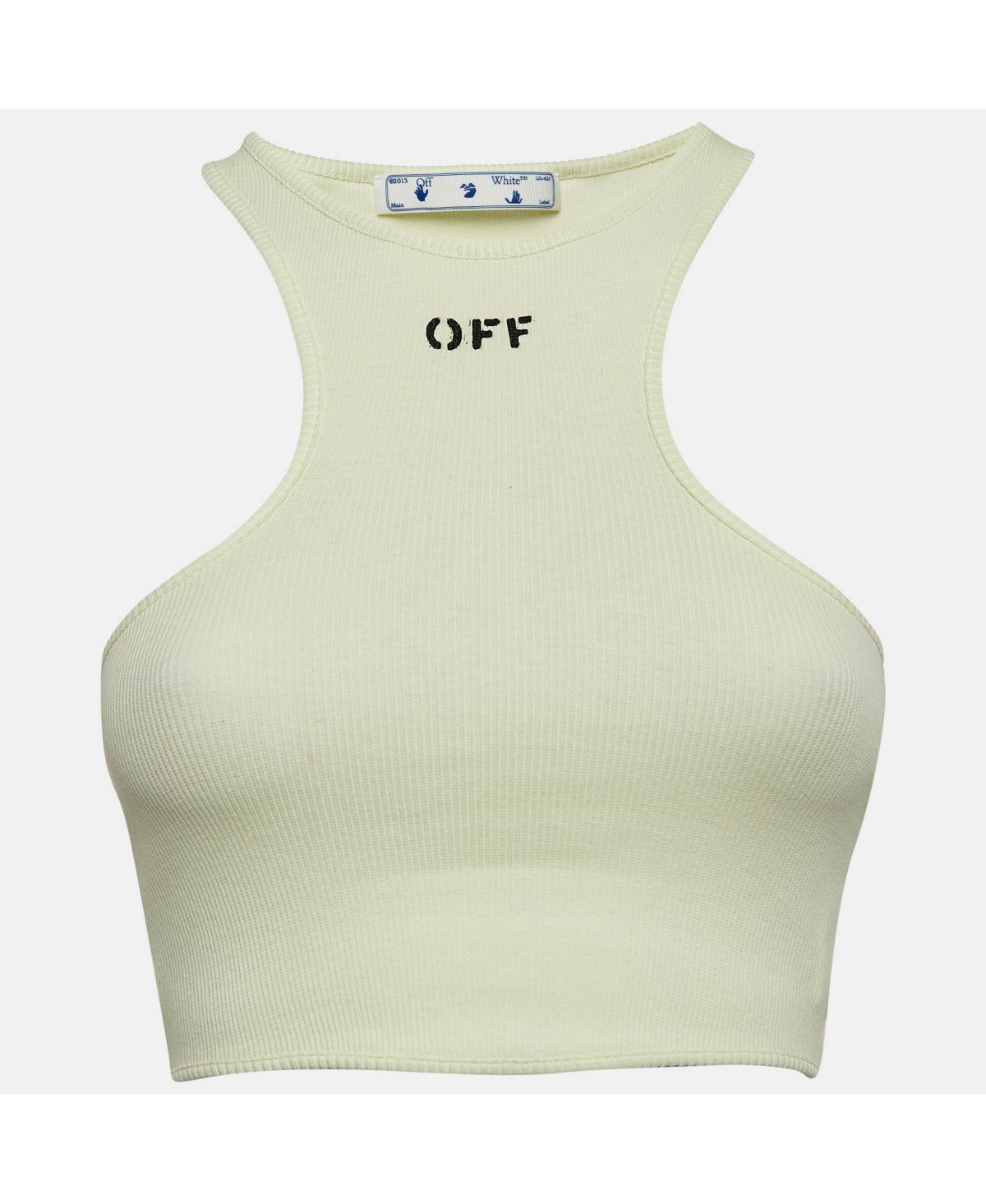 Click here for Pre-Owned Off-White Womens Green Logo Print Rib Kn... prices