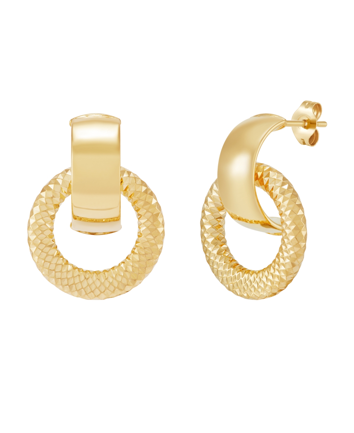 Click here for Italian Gold Polished Door Knocker Drop Earrings i... prices