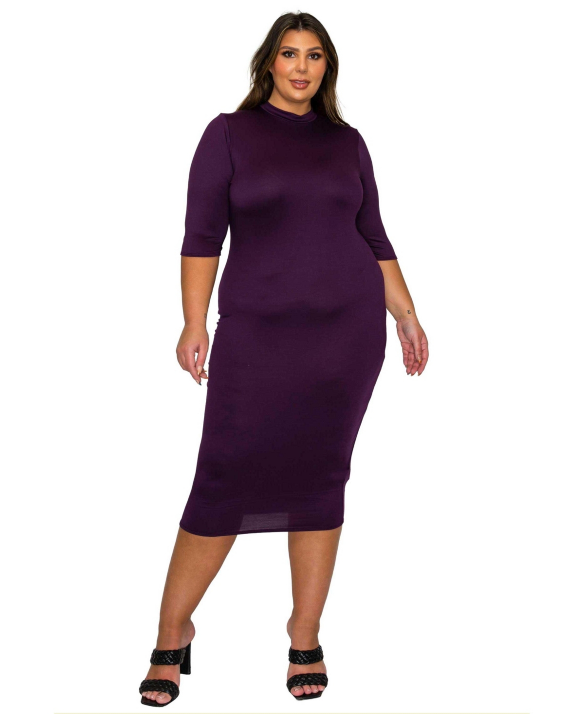 Click here for L I V D Womens Plus Size Mona Midi Dress - Eggplan... prices
