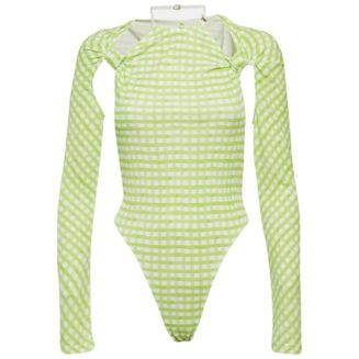 Pre-Owned Jacquemus Women's Green Checks Jersey Le Body Nodi Bodysuit ...