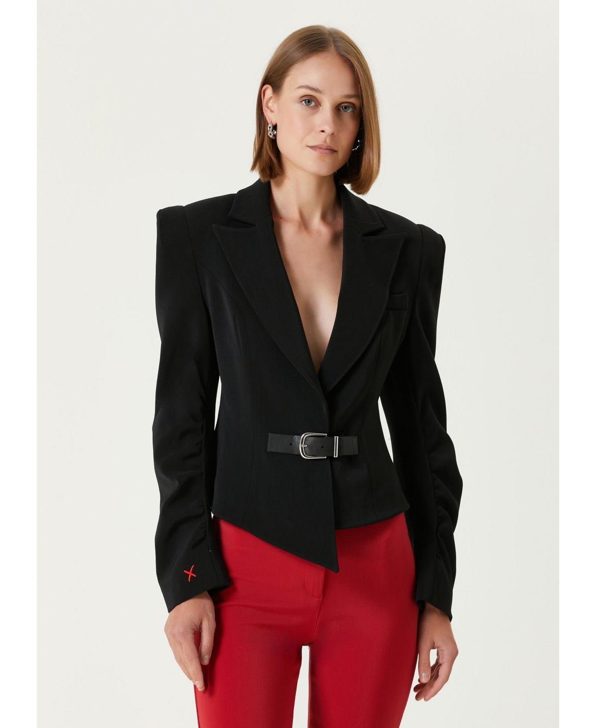 Click here for Pcfg Womens Wool-Blend Fitted Blazer - Jet black prices