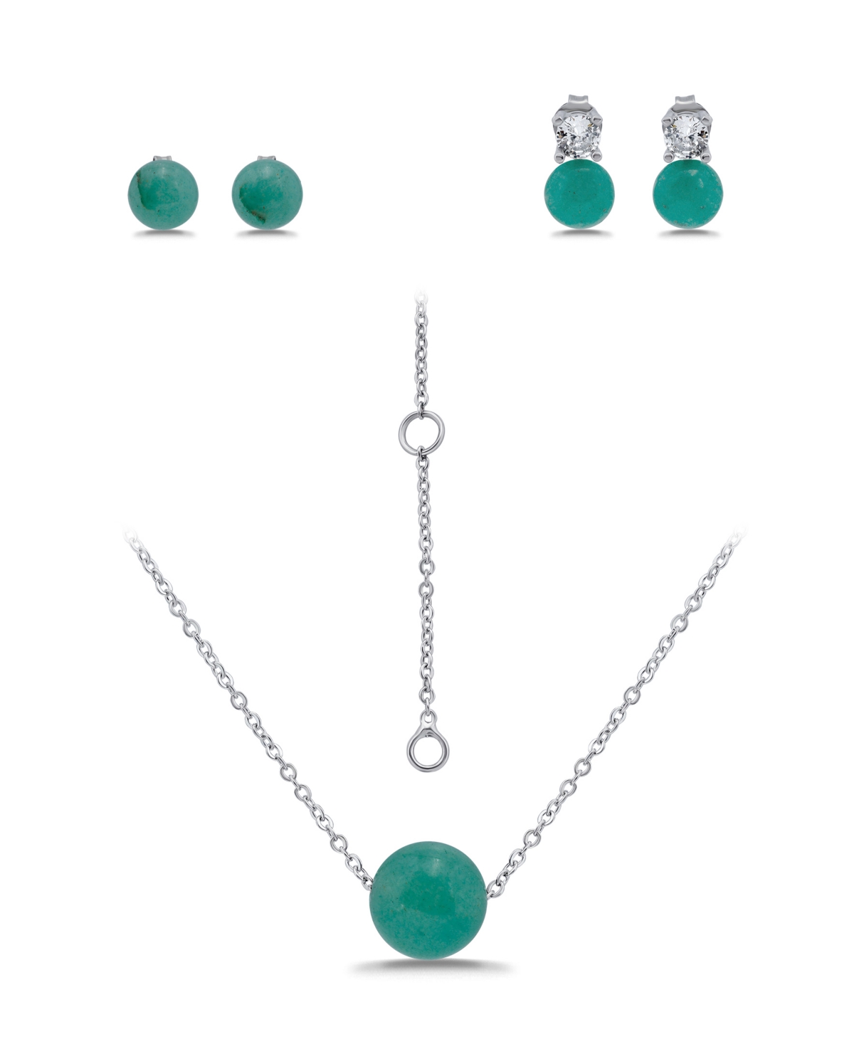Click here for Macys Silver Plated Earrings and Necklace Set - Si... prices