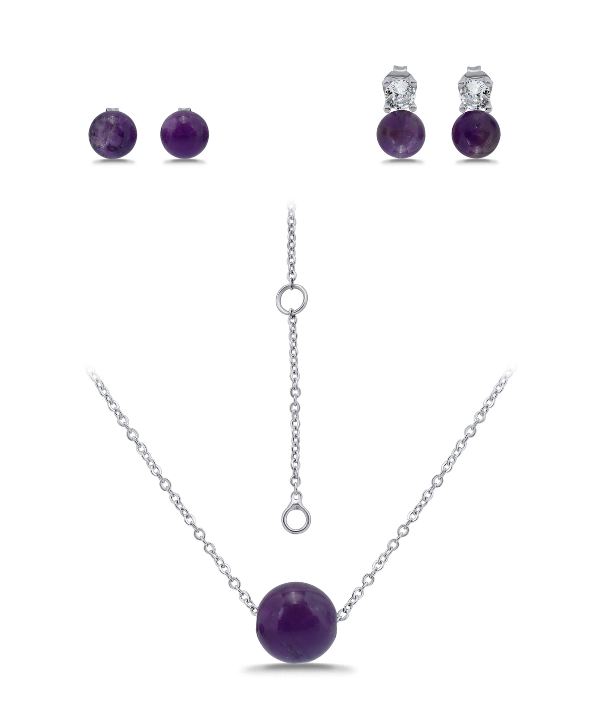 Click here for Macys Silver Plated Earrings and Necklace Set - Si... prices