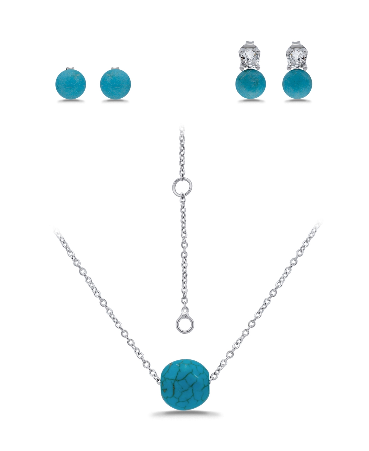 Click here for Macys Silver Plated Earrings and Necklace Set - Si... prices