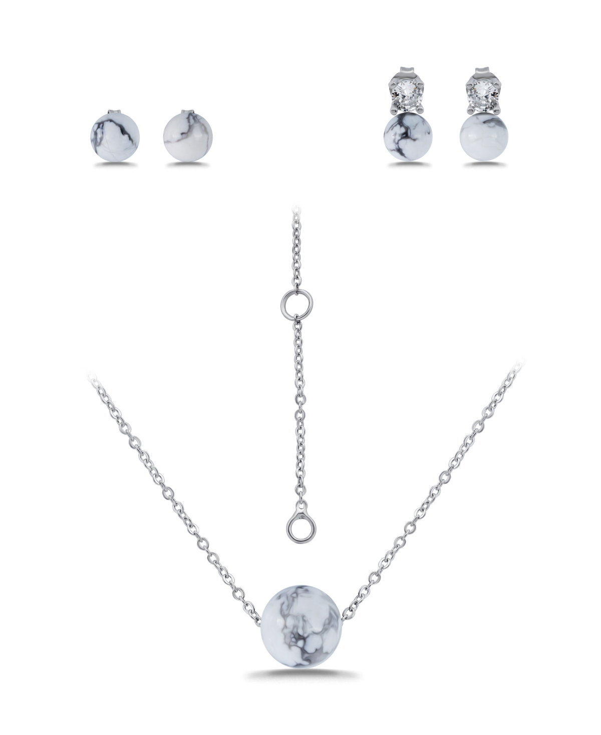 Click here for Macys Silver Plated Earrings and Necklace Set - Si... prices