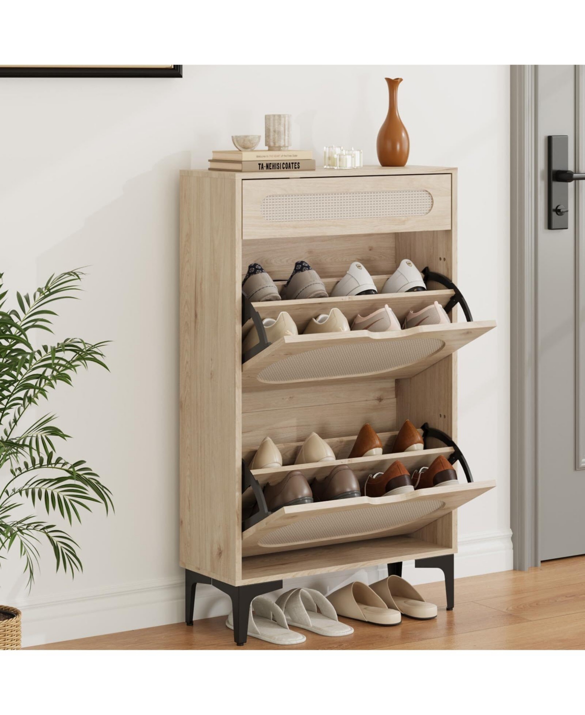Click here for gaomon Shoe Cabinet  Rattan Shoe Storage With 2 Fl... prices