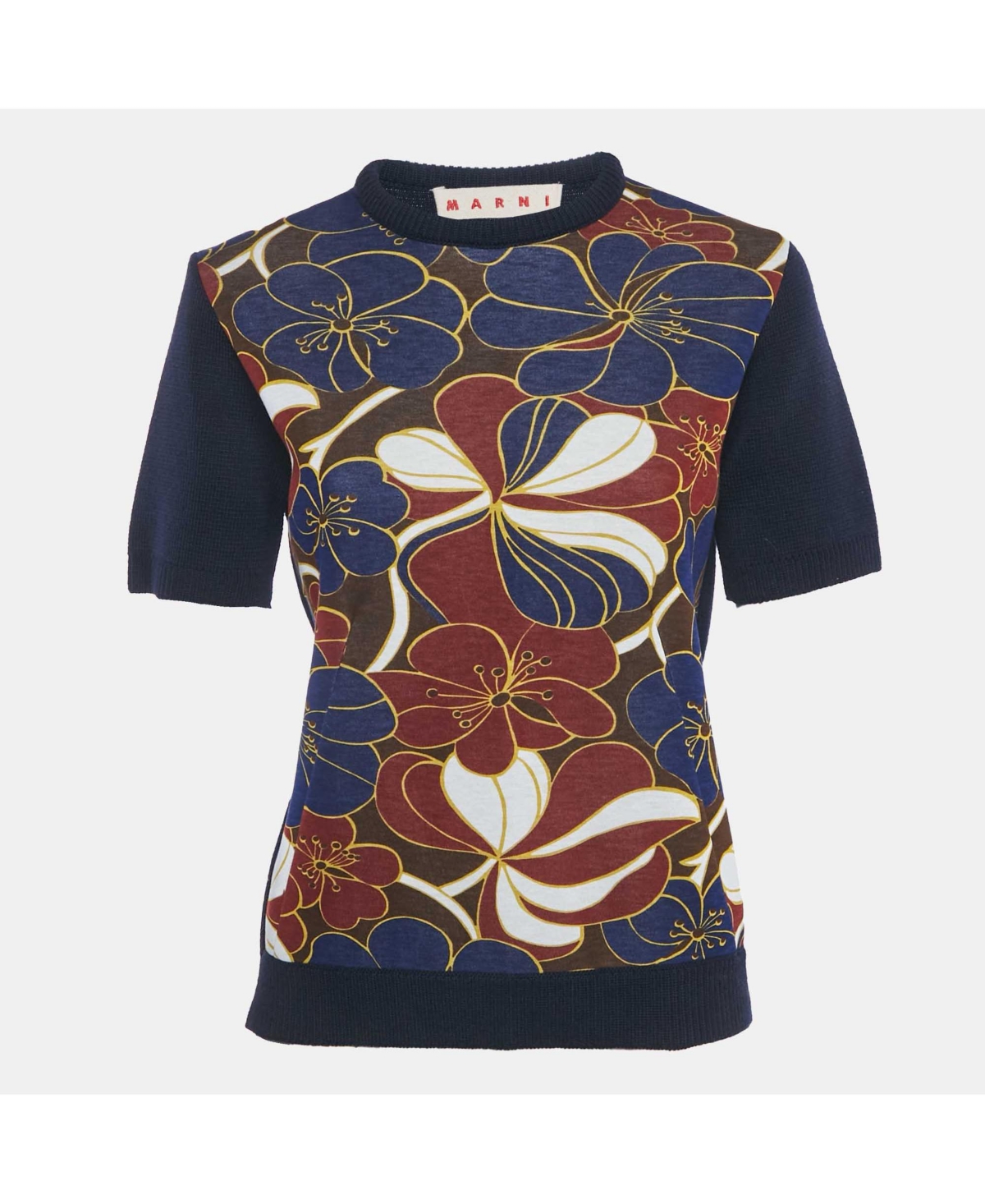 Click here for Pre-Owned Marni Womens Navy Blue Floral Print Rib... prices