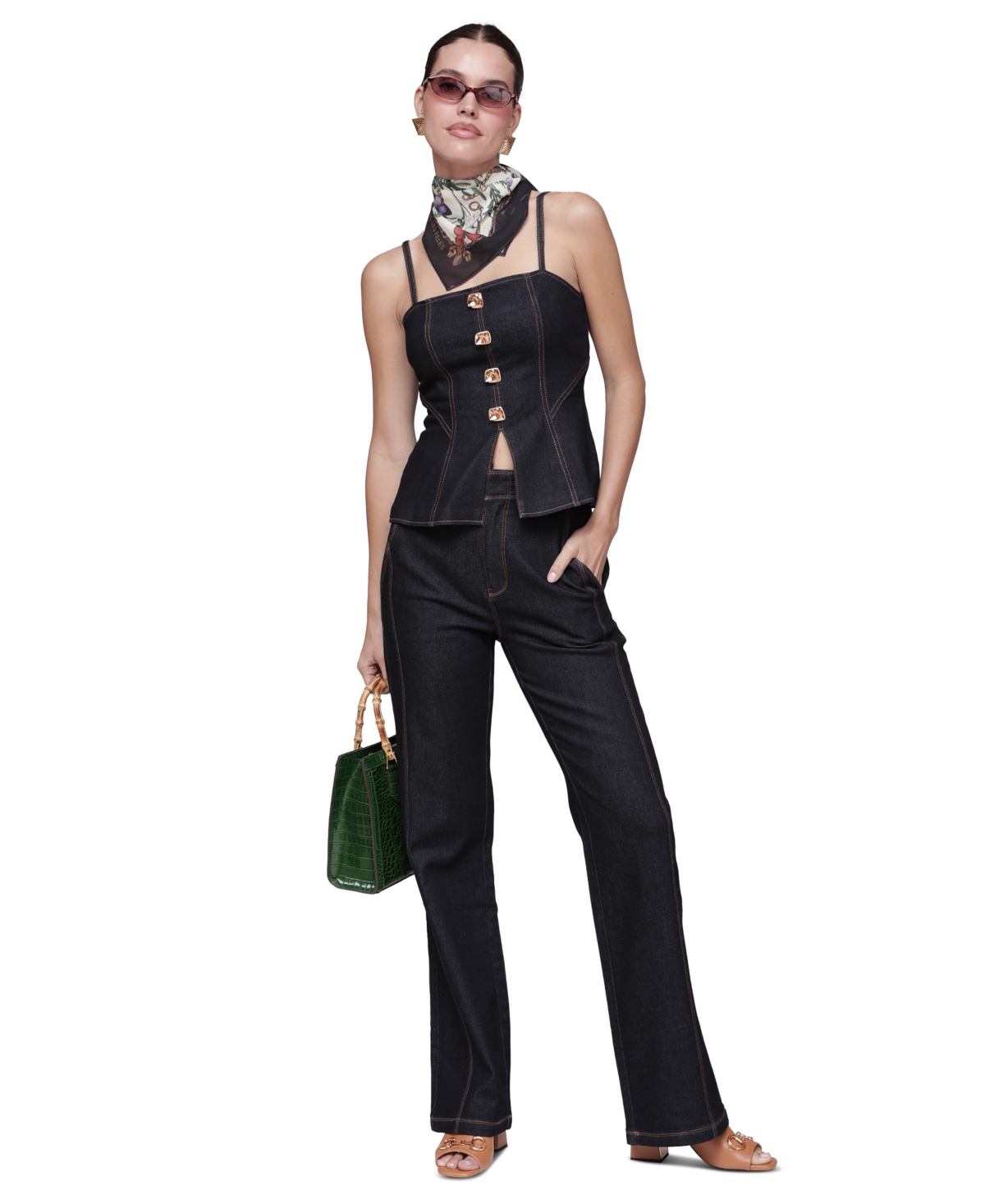 Click here for Avec Les Filles Womens Square Neck Peplum Top - Da... prices