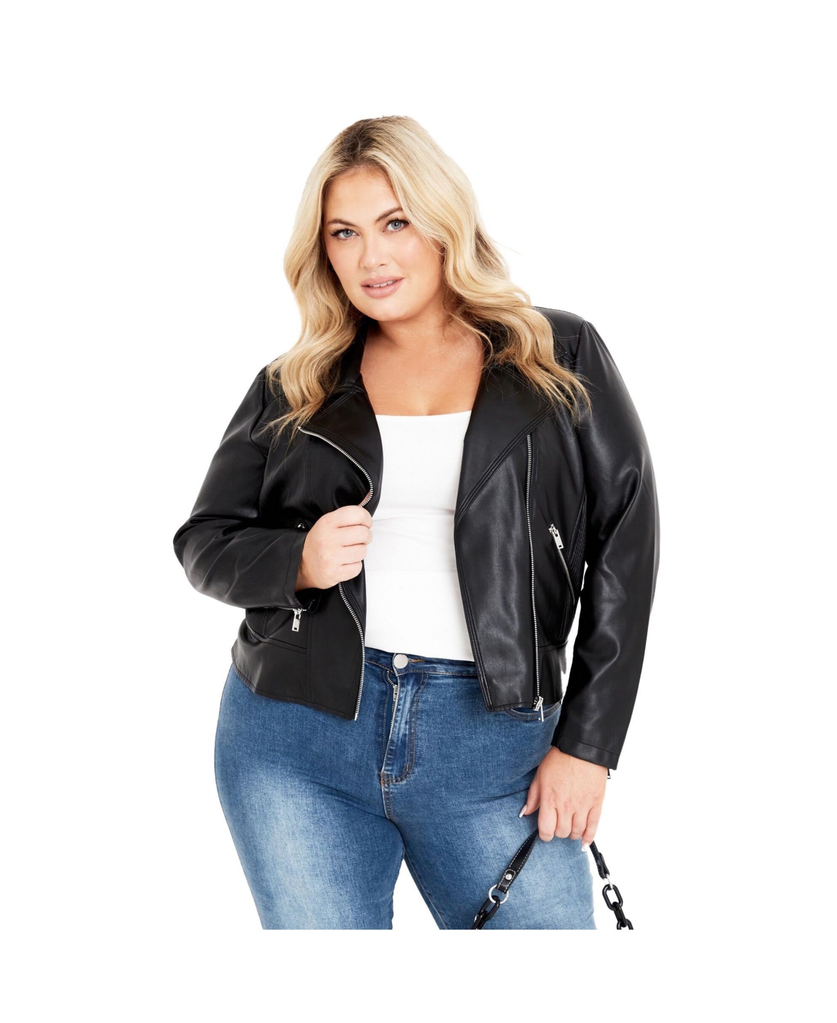 Click here for Avenue Womens Plus Size Kara Biker Jacket - Black prices