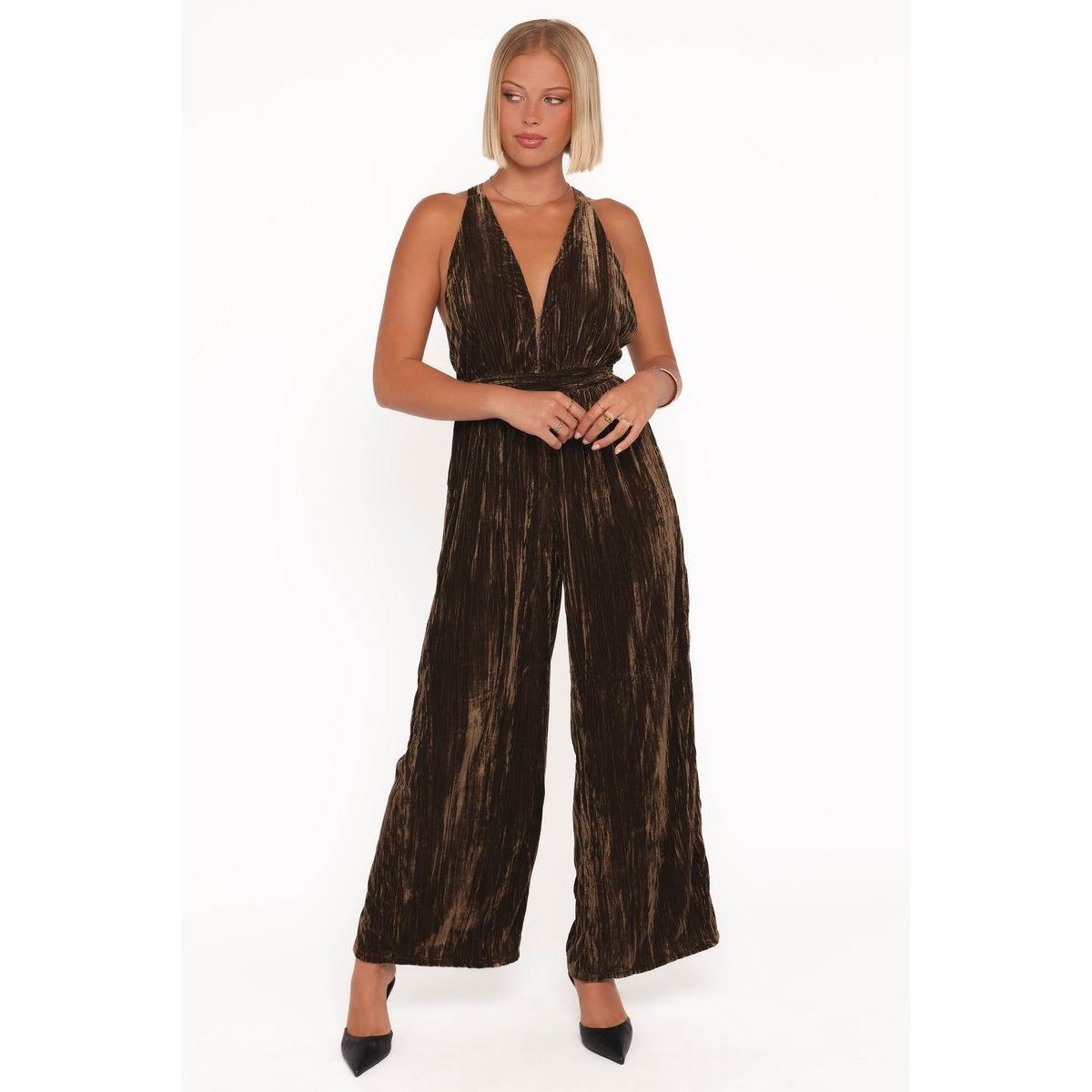 Click here for Petal and Pup Womens Melody Velvet Jumpsuit - Moch... prices